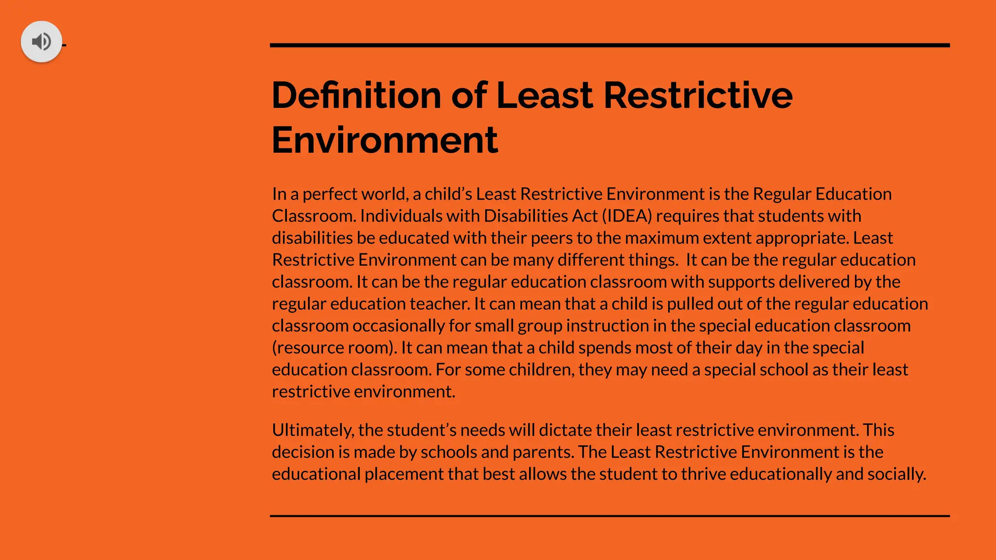 Least Restrictive Environment Presentation | PDF