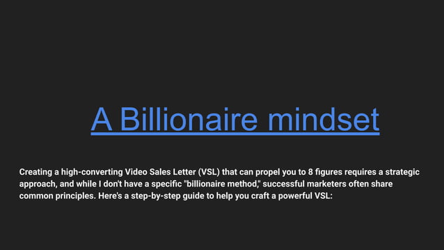 Billionaire mindset | PPT