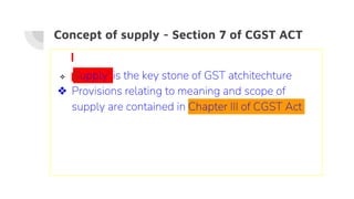 SUPPLY, TIME & PLACE OF SUPPLY - (SECTION 7 OF CGST ACT) | PPTX