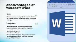 Word: Doc creation & editing. PPT: Slides & visuals. | PPTX