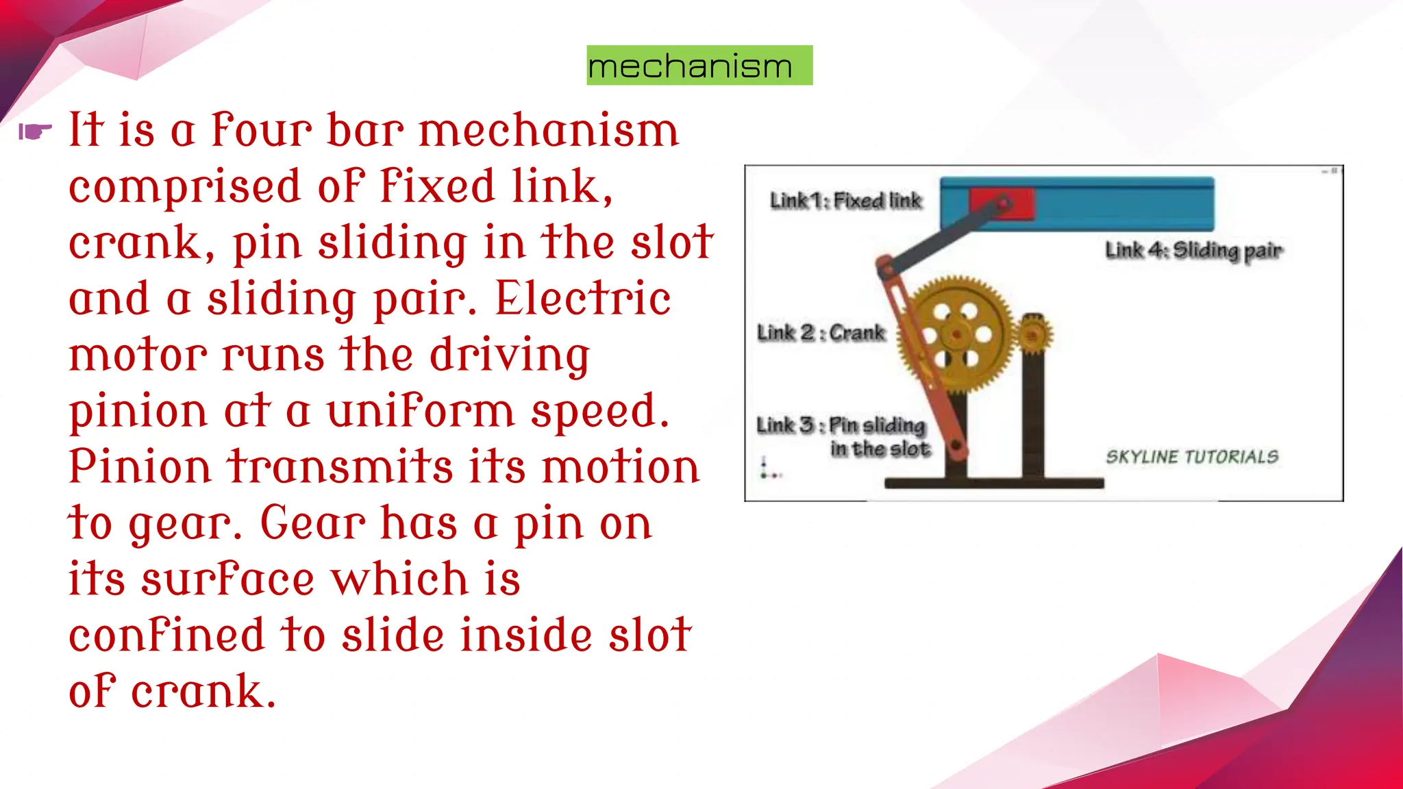 Smooth presentation on quick return motion mechanism | PPTX