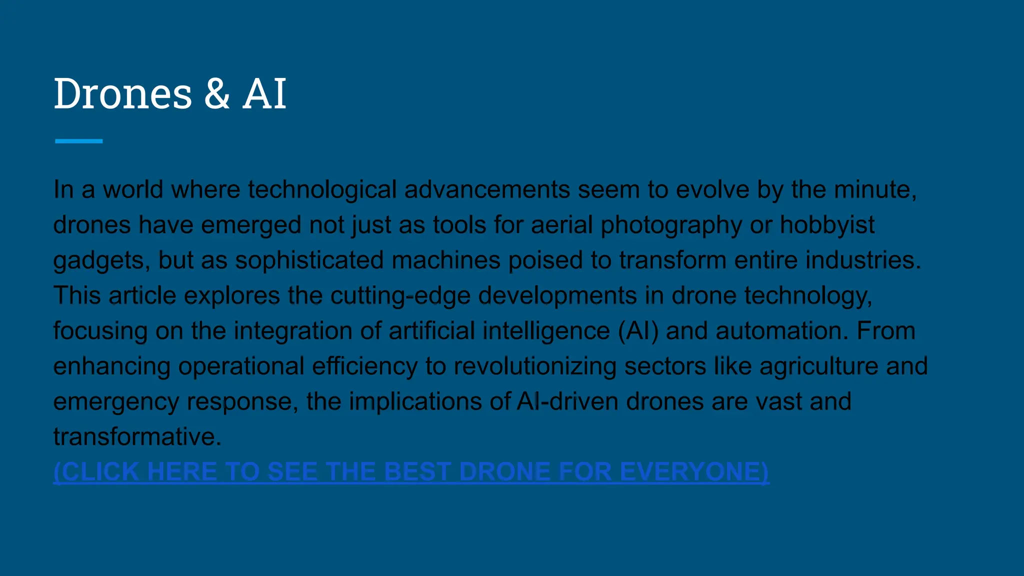 The Future of Drones: Automation, and AI | PDF