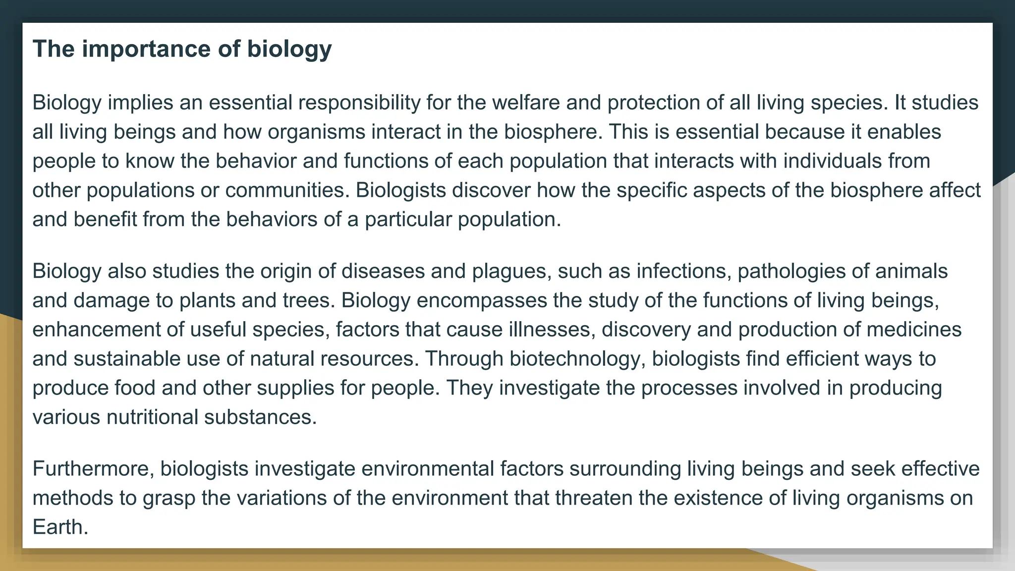 BIOLOGY and its importance in science.pptx