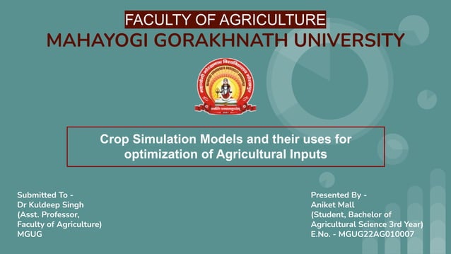 Crop Stimulation models and their uses for optimization of Agricultural inputs | PDF ...