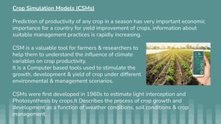 Crop Stimulation models and their uses for optimization of Agricultural ...