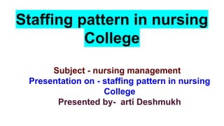 Staffing pattern in nursing College ppt presentation | PDF