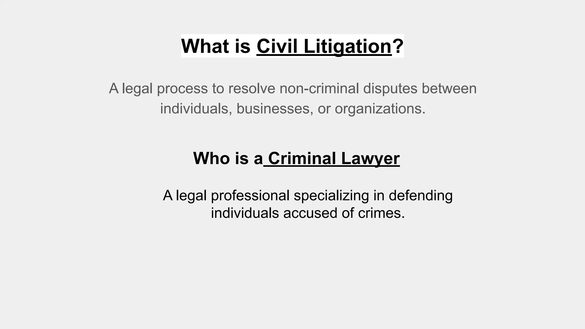 Civil Litigation vs. Criminal Law: Key Differences and Legal Insights | PPT