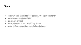 Dizziness and it's causes and the steps to prevent it | PPT