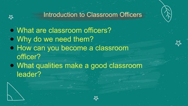 Classroom Officers Roles and Responsibilities | PPTX