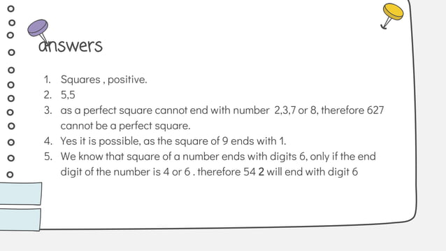 PROPERTIES OF SQUARE NUMBERS | PPTX