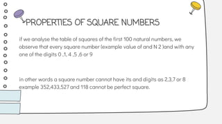 PROPERTIES OF SQUARE NUMBERS | PPTX