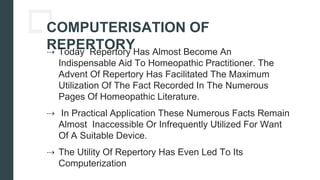 HISTORY AND EVOLUTION OF REPERTORY DR SANDIP GURCHAL | PPTX