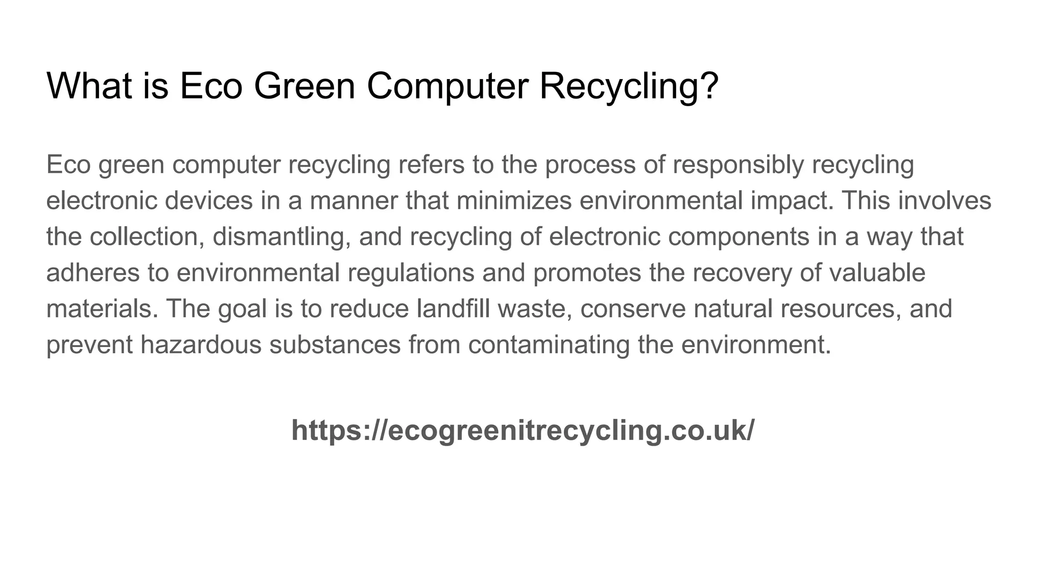 Eco Green Computer Recycling best services | PPT