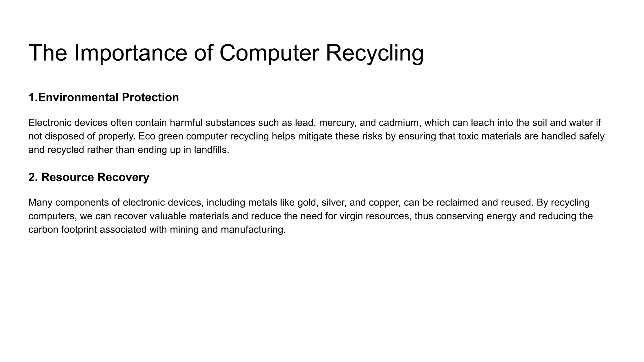 Eco Green Computer Recycling best services | PPT