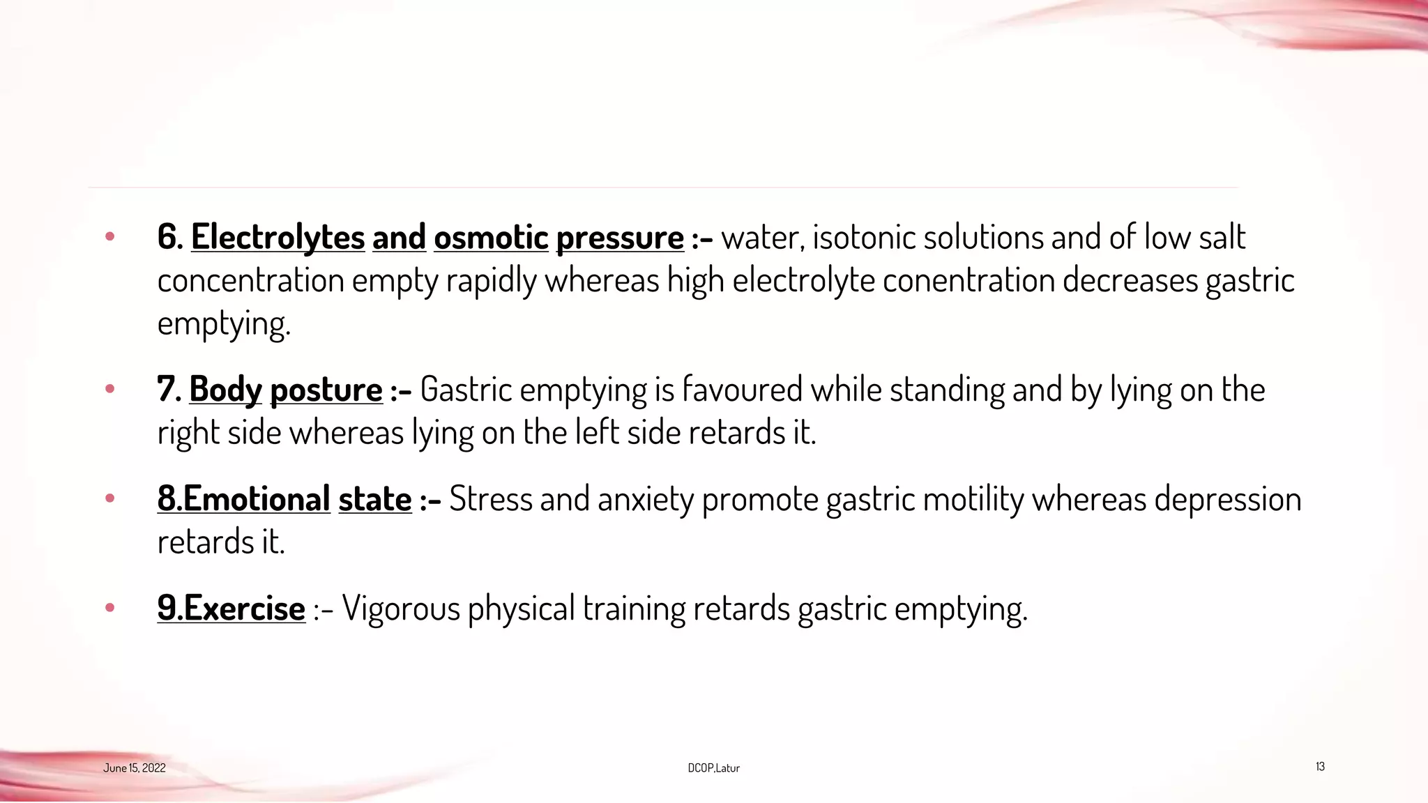 Gastric emptying and Factors affecting Gastric emptying. | PPTX