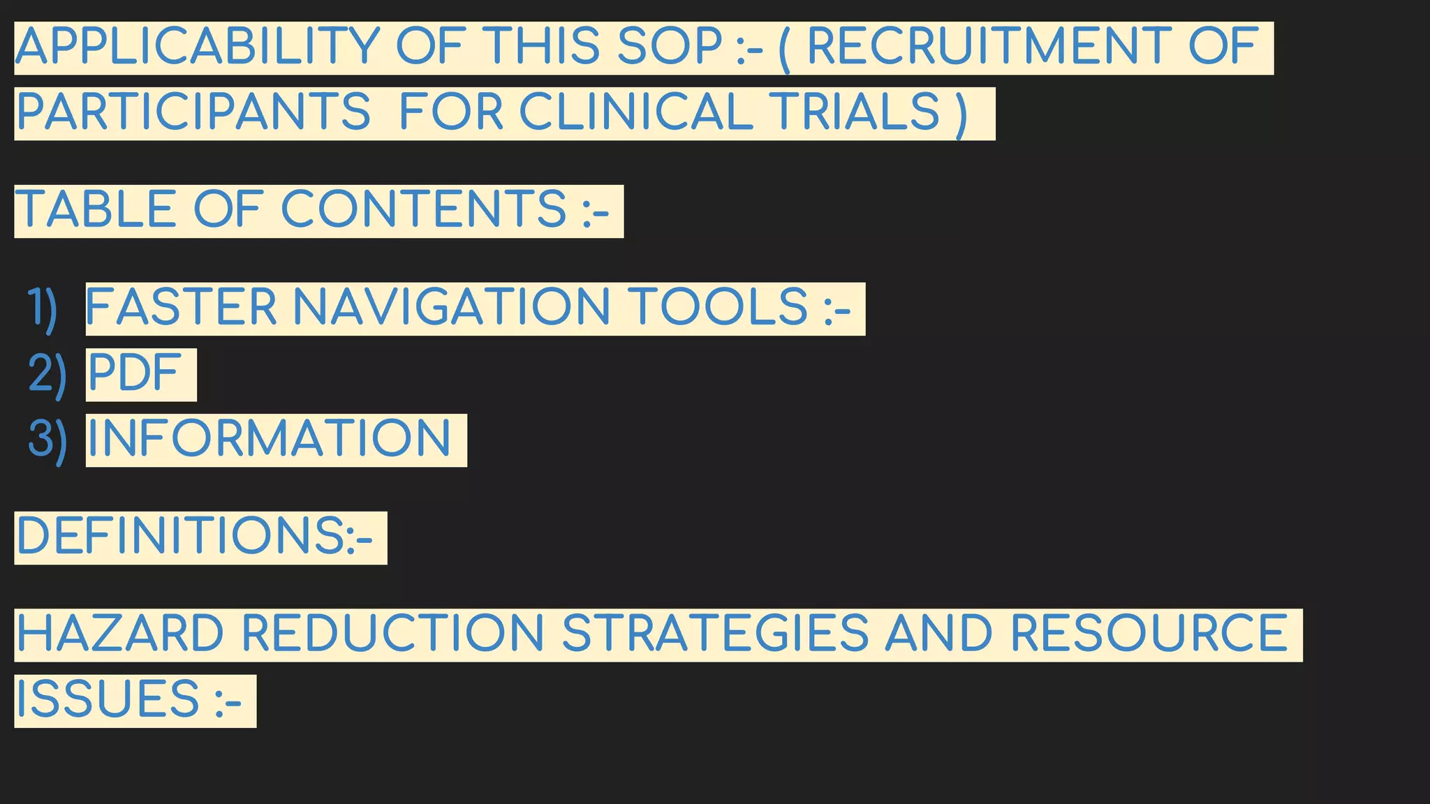 MONITORING OF CLINICAL TRIALS ASSIGNMENT , TOPIC - " MAKE YOUR OWN SOP ...