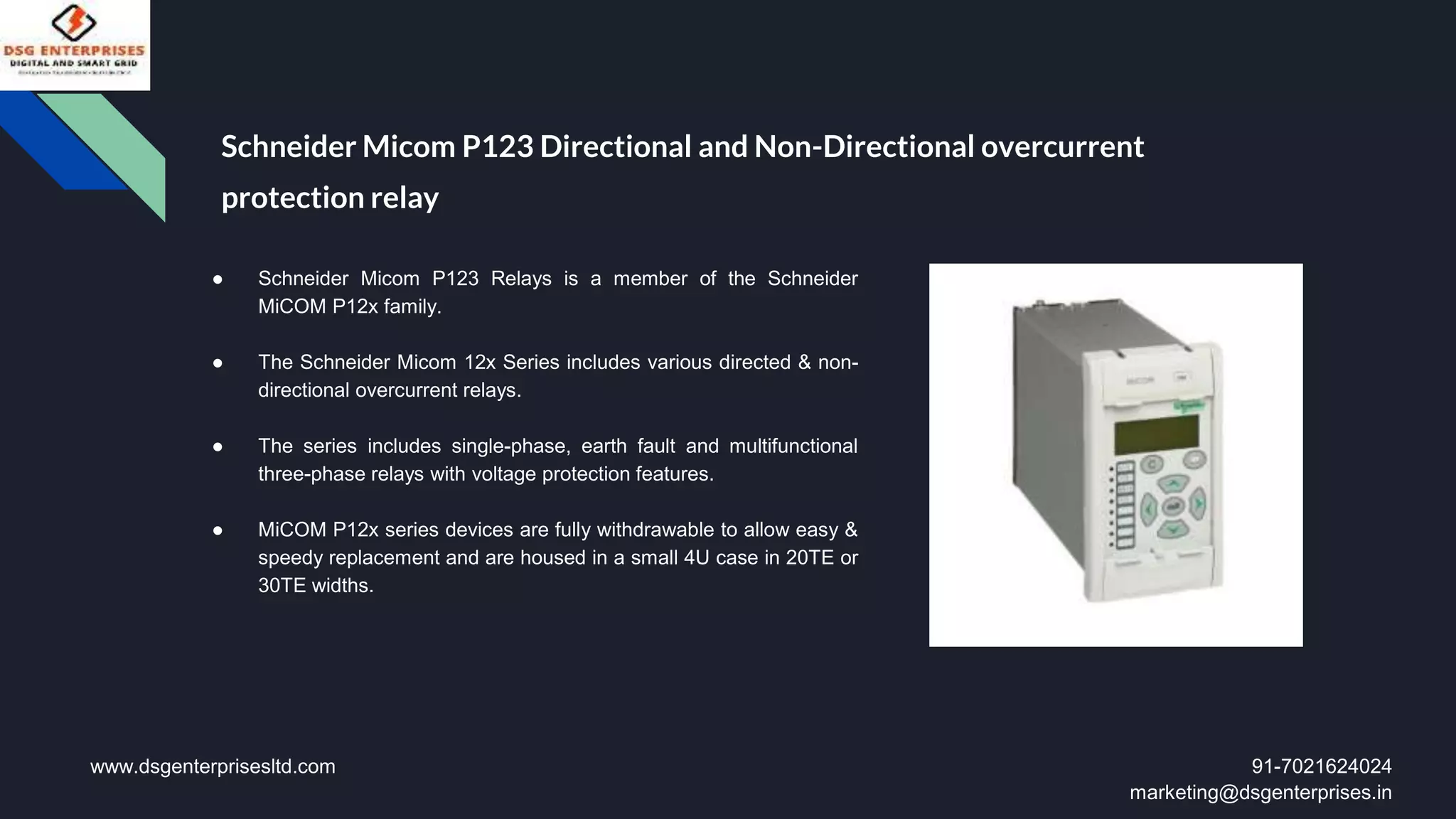 Schneider Micom P123 Directional and Non-Directional overcurrent ...