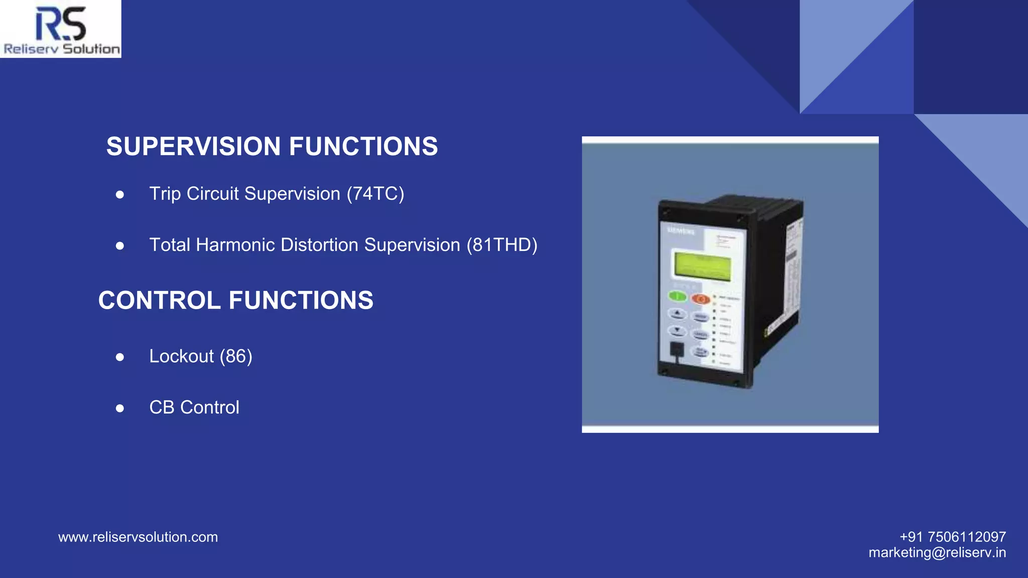 Functions Of Siemens Reyrolle 7SR1004 Overcurrent Numerical Relay | PPTX | Technology & Computing