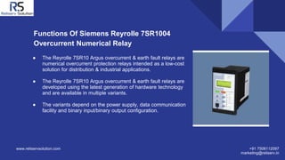 Functions Of Siemens Reyrolle 7SR1004 Overcurrent Numerical Relay | PPT