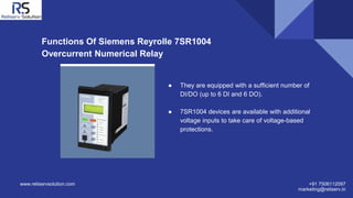 Functions Of Siemens Reyrolle 7SR1004 Overcurrent Numerical Relay | PPT