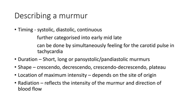 Approach to murmurs | PPTX | Heart and Cardiovascular Diseases ...