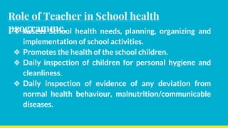 Role of School Teacher in School Health Programme | PPTX