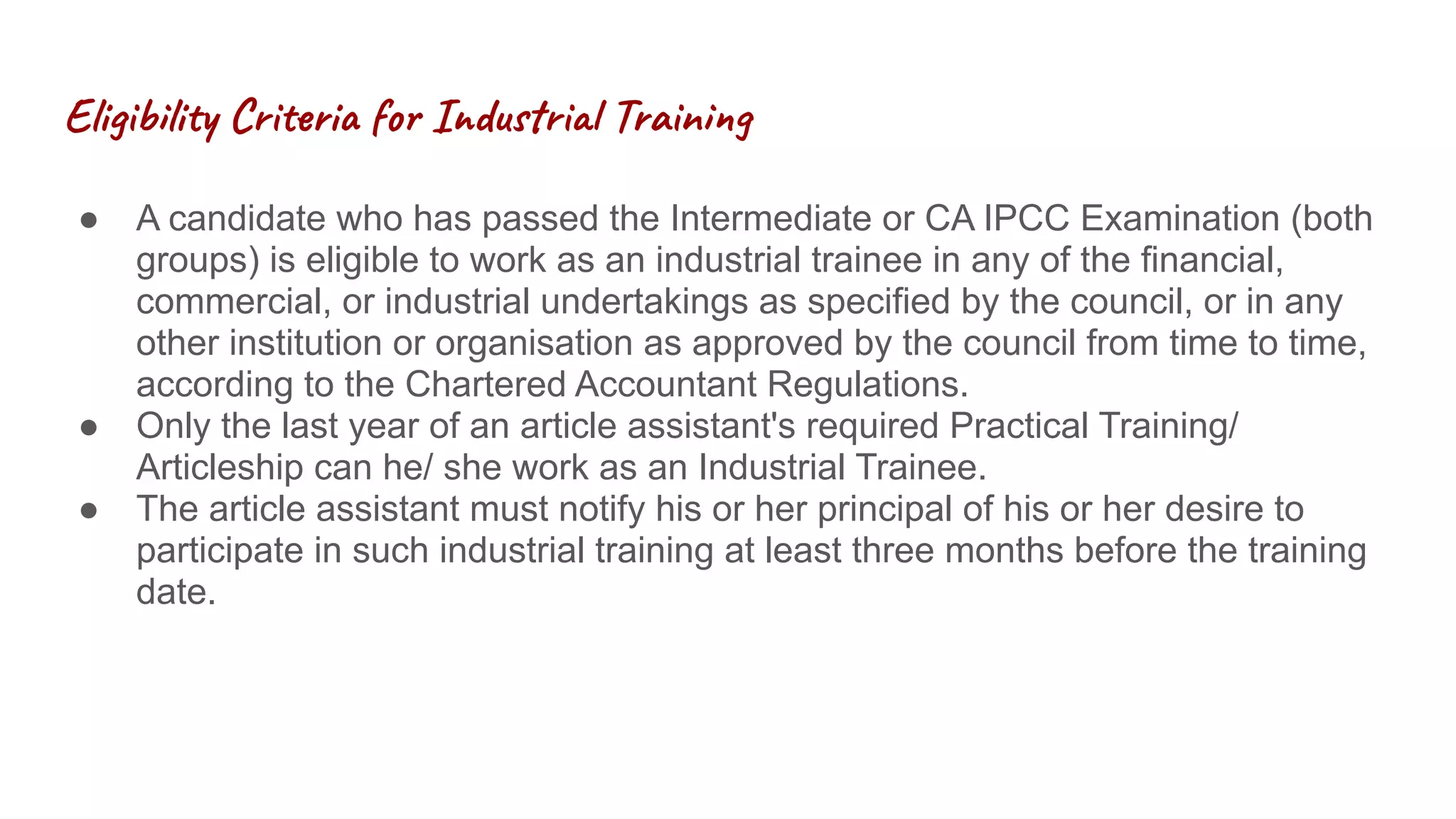 All about ca industrial training | PPT
