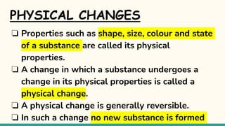 Physical and chemical changes class 7 CBSE NCERT chapter general ...