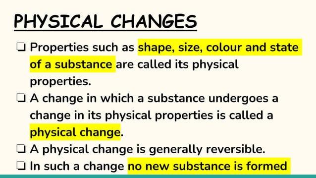 Physical and chemical changes class 7 CBSE NCERT chapter general ...