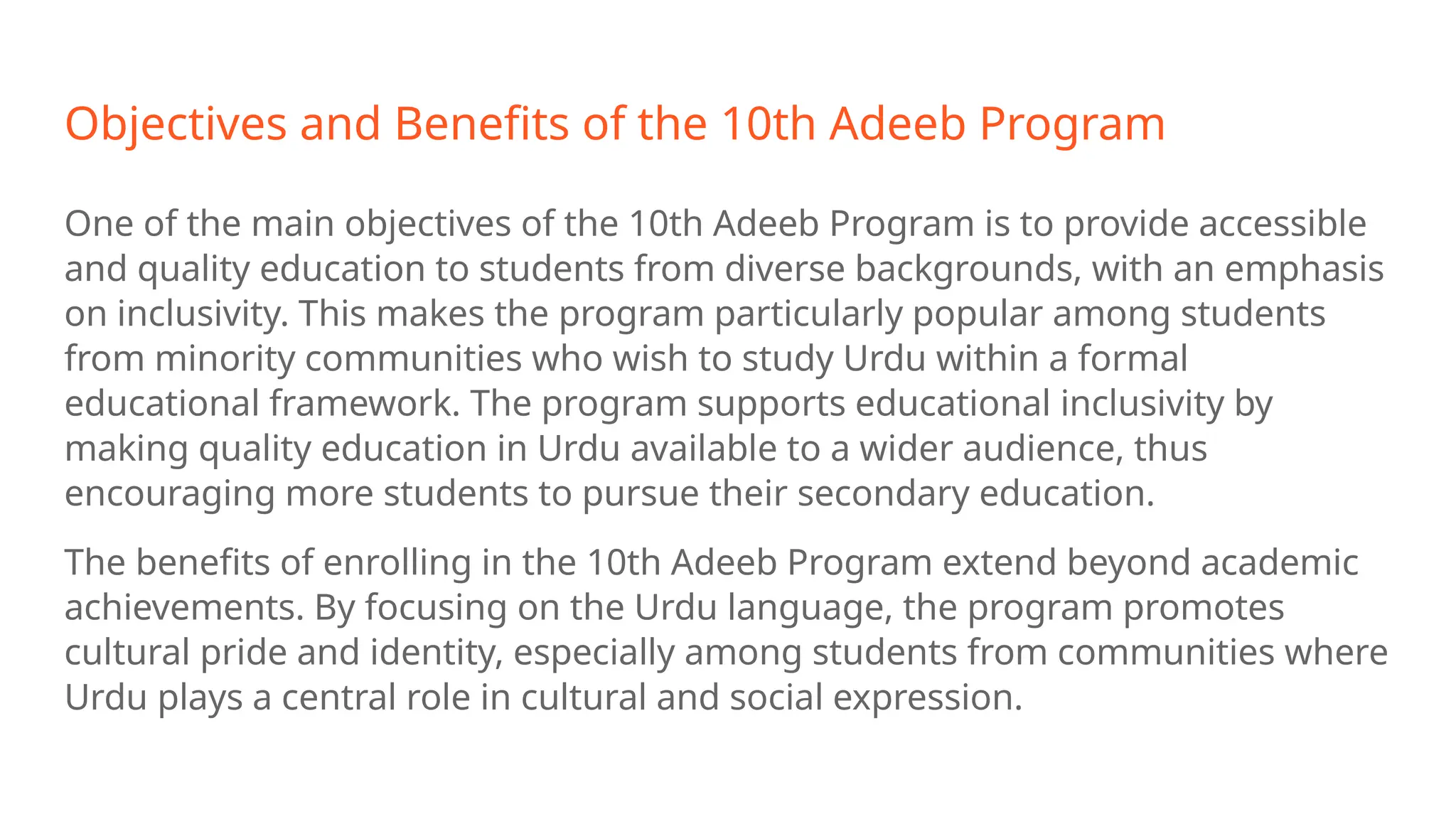 Enhance Your Urdu Skills with the 10th Adeeb Program | PPTX | Education
