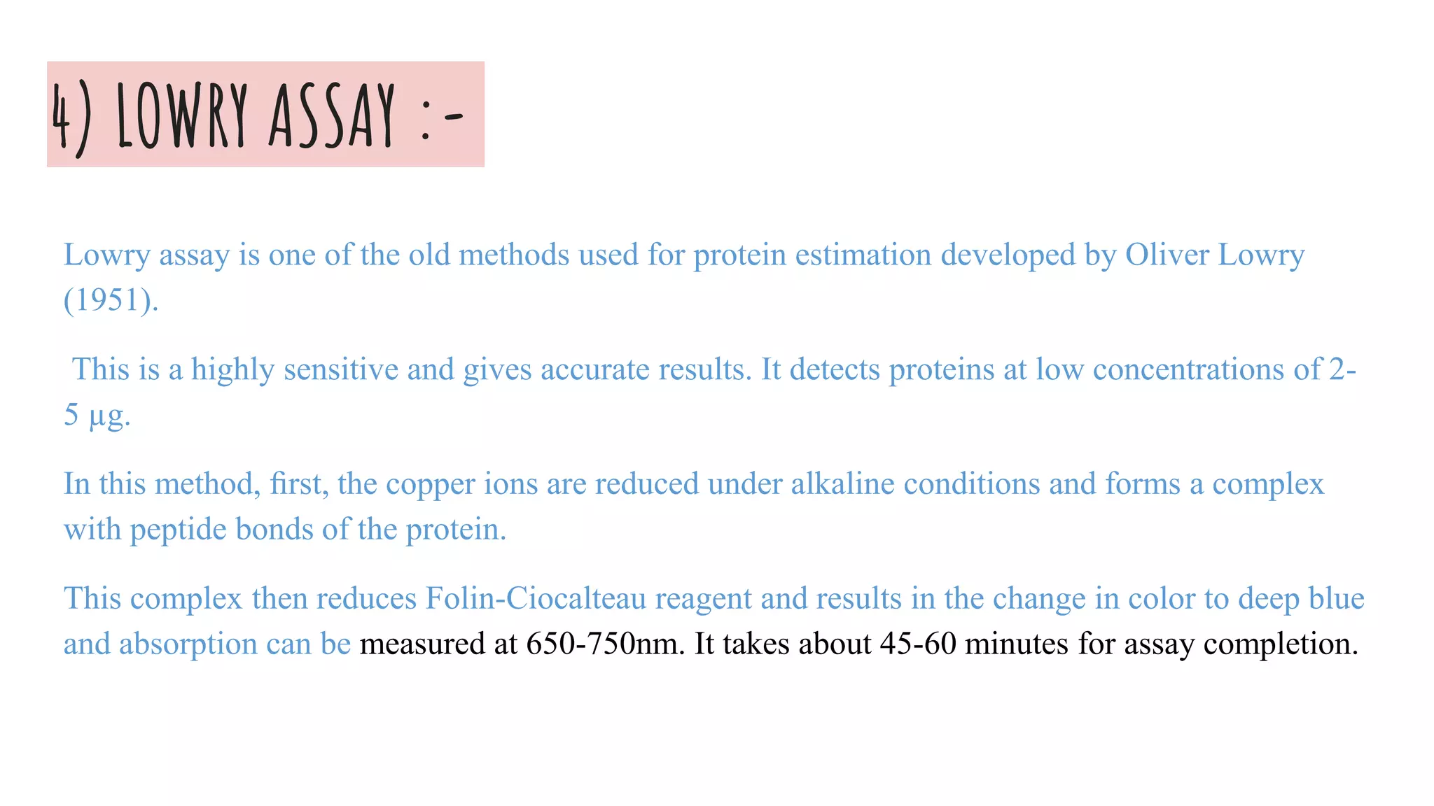 DIFFERENT METHODS OF PROTEIN ESTIMATION - PROTEINS AND ENZYMES ...