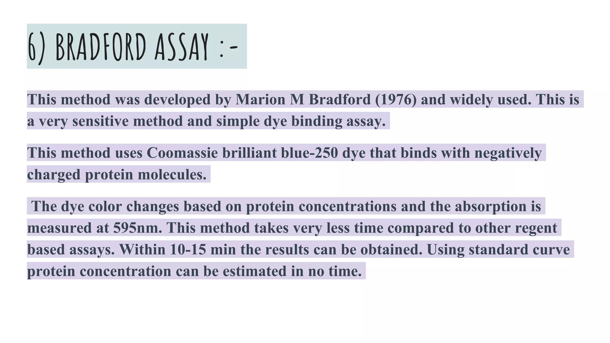 DIFFERENT METHODS OF PROTEIN ESTIMATION - PROTEINS AND ENZYMES ...