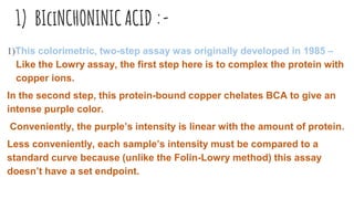 DIFFERENT METHODS OF PROTEIN ESTIMATION - PROTEINS AND ENZYMES ...