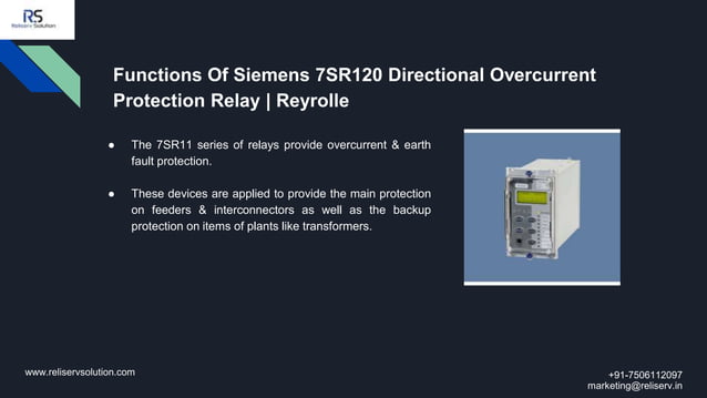 Functions Of Siemens 7SR120 Directional Overcurrent Protection Relay ...