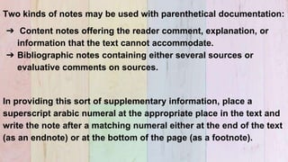 Documentation: Citing Sources in the Text | PPTX