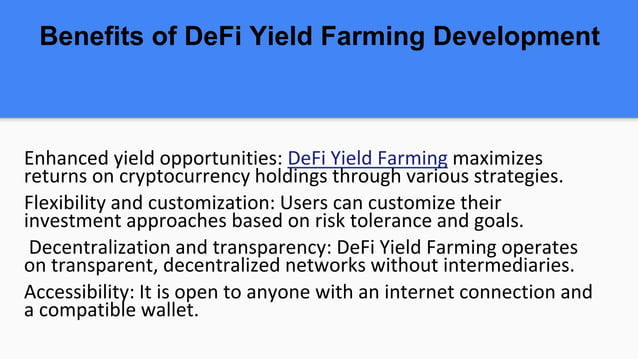 defi yield farming | PPTX | Agriculture | Industries