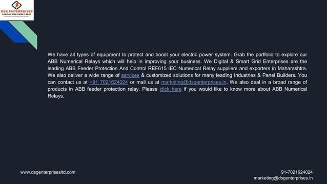 ABB Feeder Protection & Control REF615 IEC Numerical Relay | PPTX ...