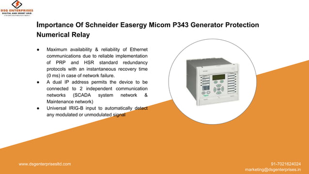 Schneider Easergy Micom P343 Generator Protection Numerical Relay ...