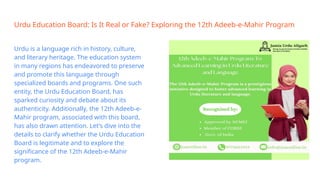 12th Adeeb-e-Mahir Program: To Advanced Learning in Urdu Literature and ...
