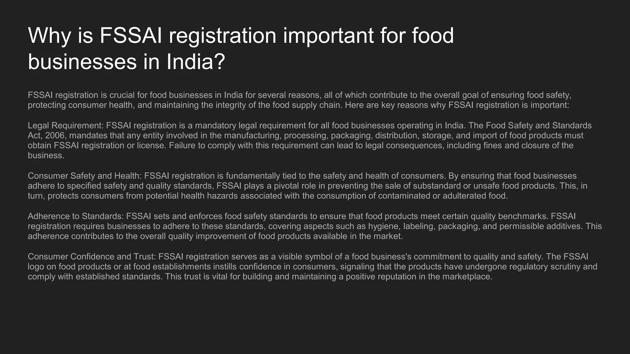 The importance of FSSAI Registration | PPTX