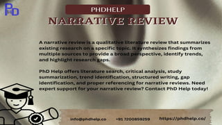 "A Comprehensive Narrative Review : Key Insights and Analysis" | PPT