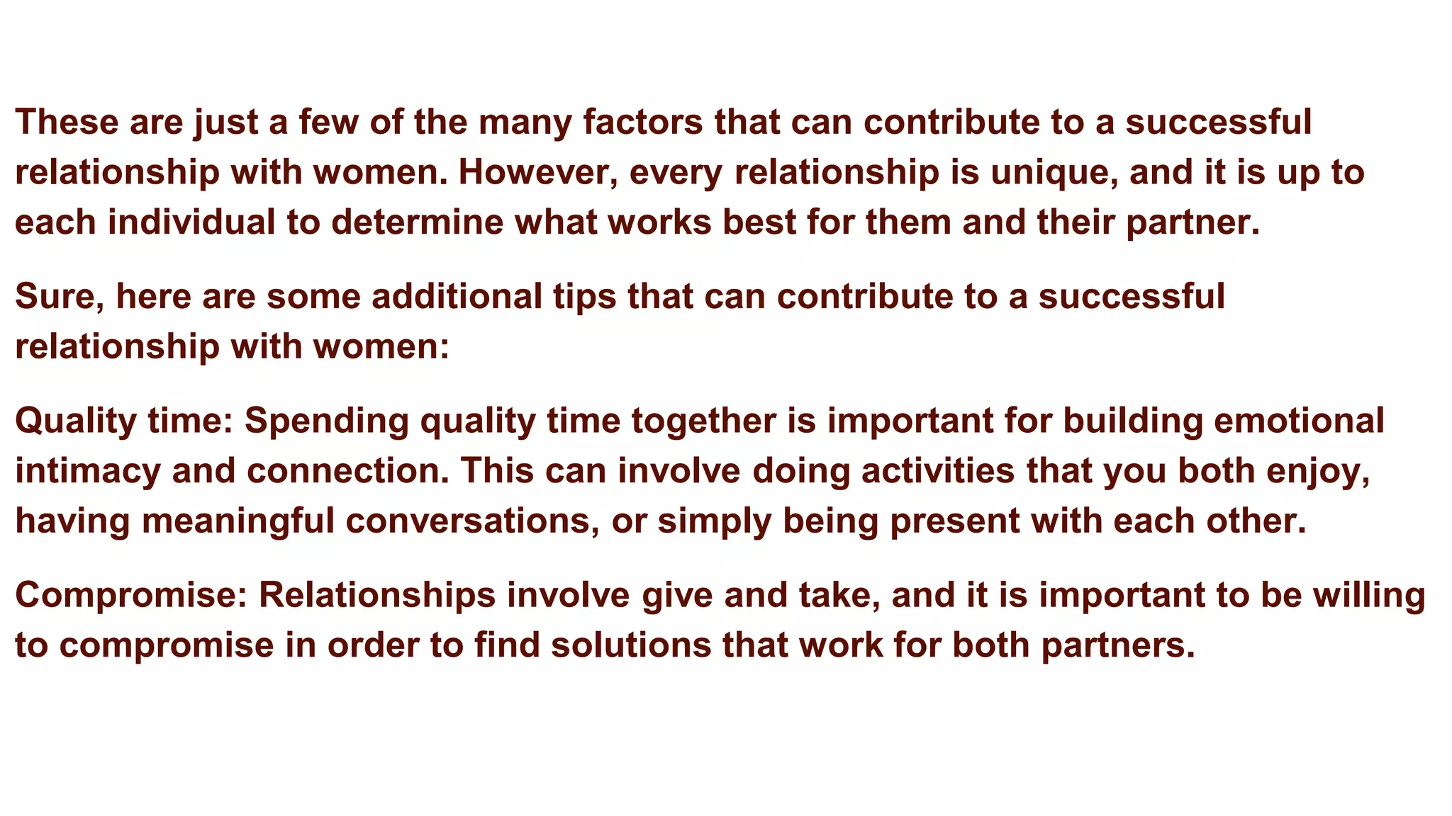 The Simple Formula for Success in Women Relationship | PPT