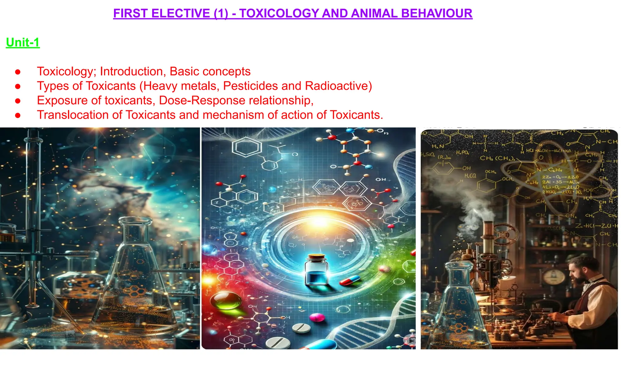 Toxicology and Animal Behaviour | First Elective | NET / JRF ...