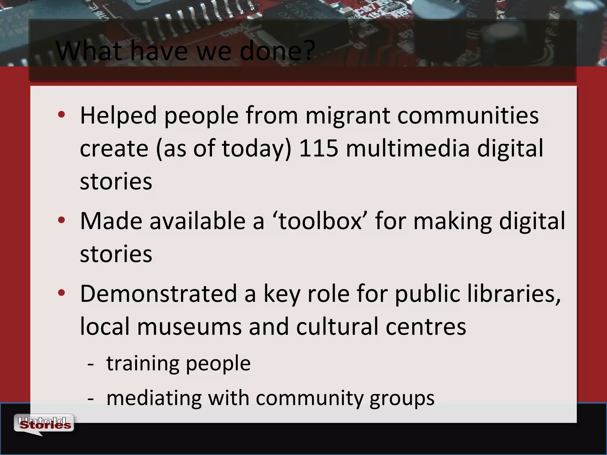 Untold Stories: an overview | PPT