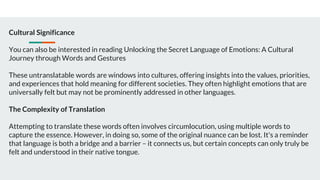 Untranslatable Wonders: Unlocking the Meanings of Words Across ...