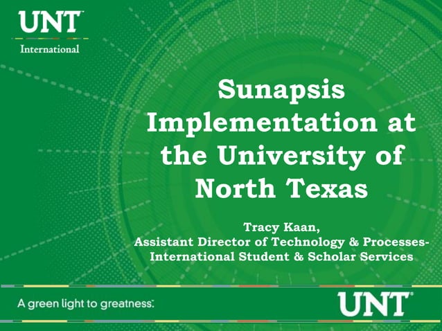 Sunapsis Implementation at UNT | PPT