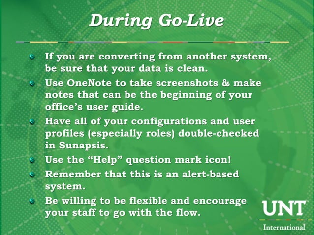 Sunapsis Implementation at UNT | PPT