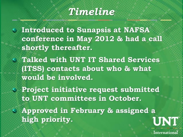 Sunapsis Implementation at UNT | PPT
