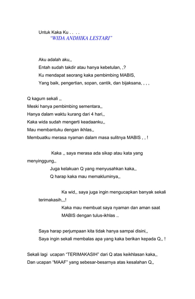 Untuk Kaka Ku | PDF