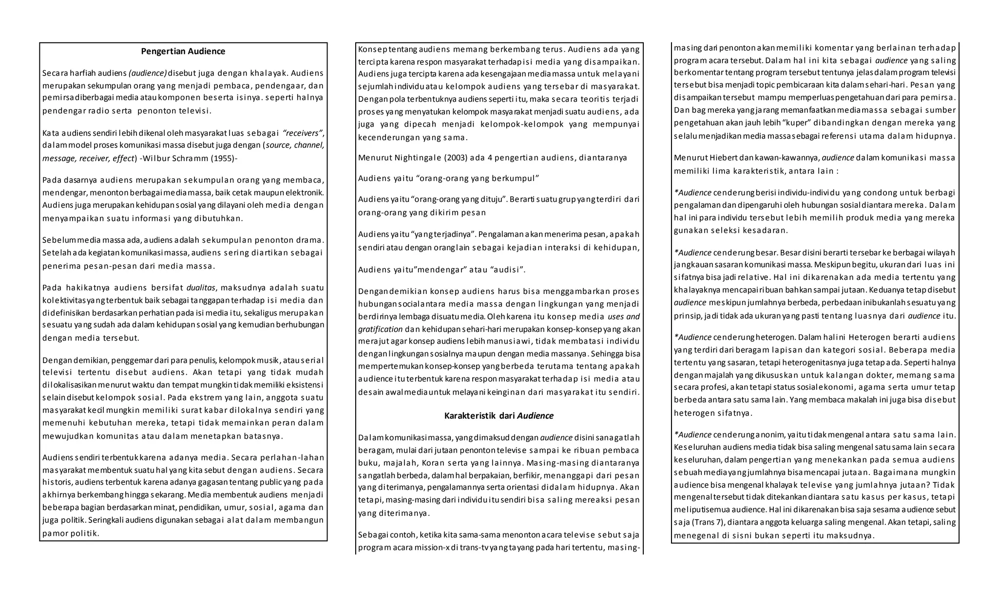 Untuk para audience KOMUNIKASI MASSA | DOCX
